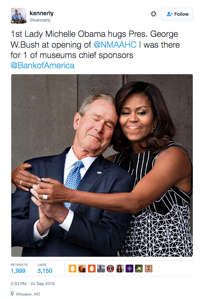 Photo of Michelle Obama, George W. Bush Hugging Goes Viral